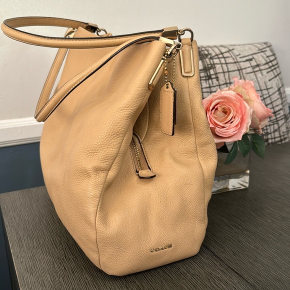 Coach | Bags | Coach Madison Phoebe Cream Colored Pebbled Leather Bag ...